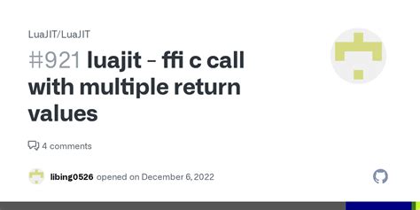 Luajit Ffi C Call With Multiple Return Values · Issue 921 · Luajit