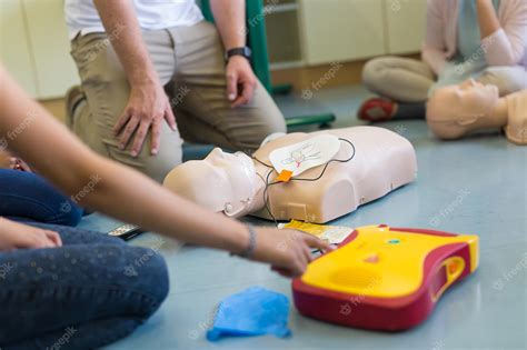 Premium Photo First Aid Cardiopulmonary Resuscitation Course Using Automated External