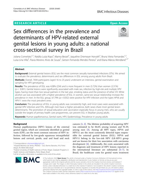Pdf Sex Differences In The Prevalence And Determinants Of Hpv Related