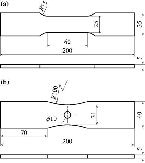 Tensile Specimen Geometry A Smooth Specimen B Honed And Punched Specimen Download Scientific