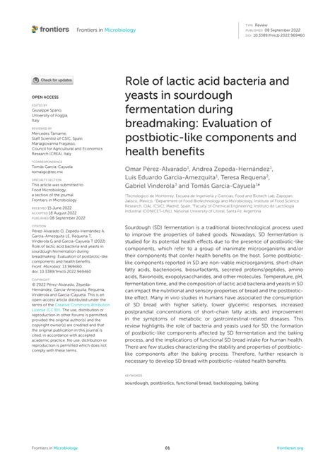 Pdf Role Of Lactic Acid Bacteria And Yeasts In Sourdough Fermentation During Breadmaking