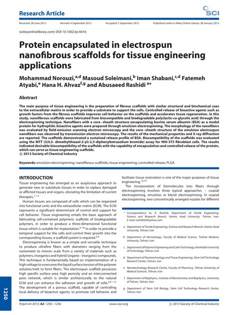 Pdf Protein Encapsulated In Electrospun Nanofibrous Scaffolds For