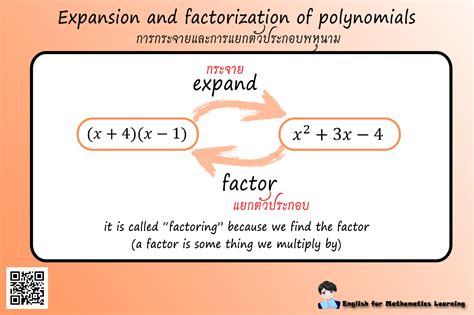 Expansion And Factorization Of Polynomials การกระจายและการแยกตัวประกอบพหุนาม Efml English