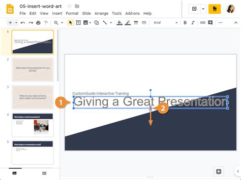 Insert Word Art CustomGuide