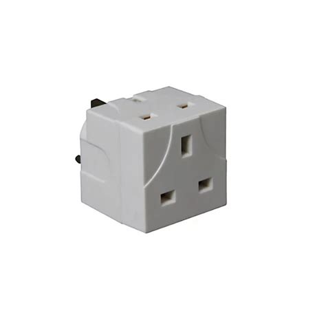 2 Way 3 Pin Uk Plug Adaptor Multi Mains Plug Socket 13a White