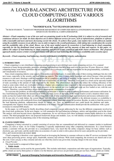 Pdf A Load Balancing Architecture For Cloud Computing Using Various Algorithms