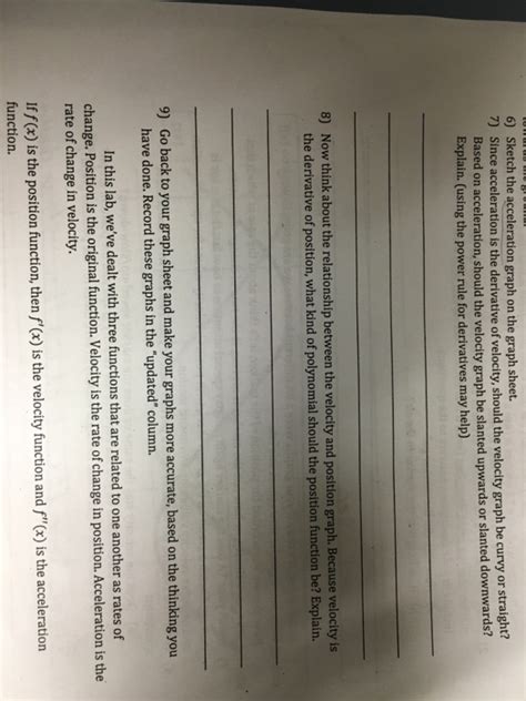 Solved Sketch The Acceleration Graph On The Graph Sheet Chegg