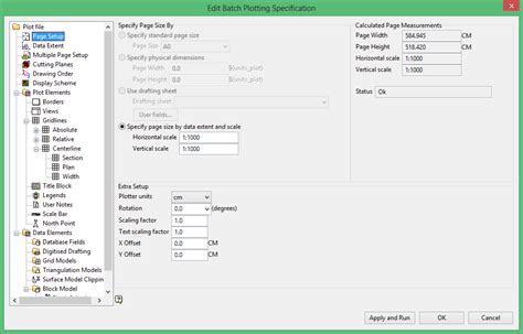 Vulcan File Plot Batch Plotting Page Setup