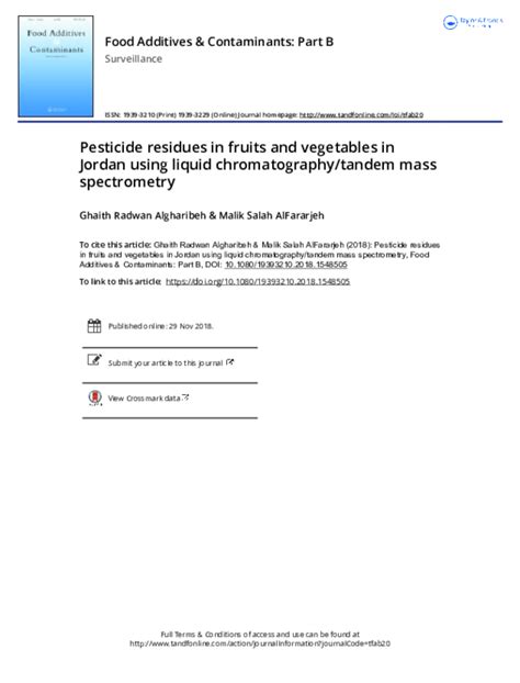 Pdf Pesticide Residues In Fruits And Vegetables In Ghana A Review