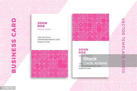 바우 하우스 기하학적 패턴이있는 수직 명함 템플릿 현대적인 기하학적 패턴의 우아한 분홍빛이 도는 문구 모형 샘플 텍스트가있는
