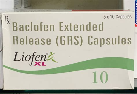 Liofen Xl Baclofen Capsules Packaging Size 10 Capsulesstrip