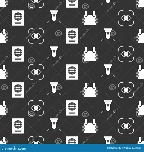 Set Bulletproof Vest Eye Scan Passport And Motion Sensor On Seamless