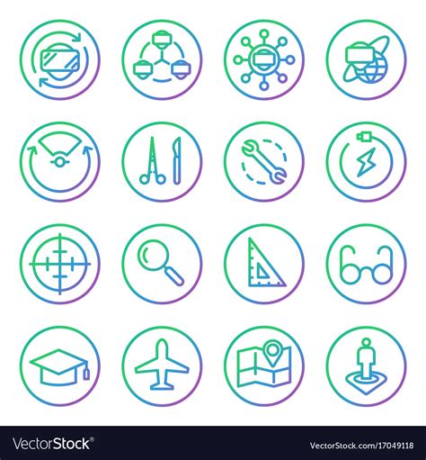 Gradient Rounded Line Icons For Virtual Reality Vector Image