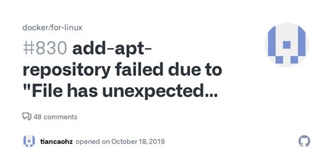 Add Apt Repository Failed Due To File Has Unexpected Size · Issue 830 · Dockerfor Linux · Github