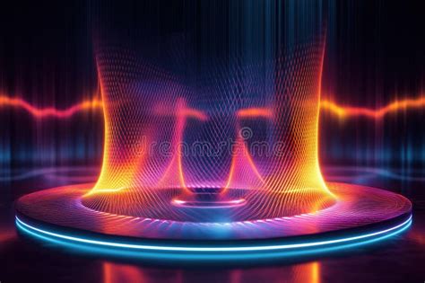 Stylized Sound Waves Create A Vibrant Digital Landscape In A Futuristic Setting Stock Image
