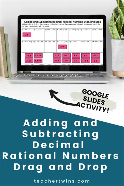 adding and subtracting decimal rational numbers digital drag and drop