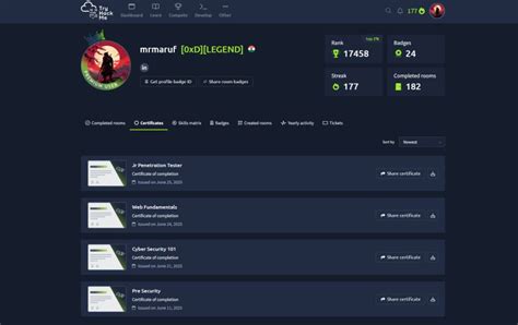 Im Thrilled To Announce That Ive Completed The Jr Penetration Tester Pt1 Learning Paths On
