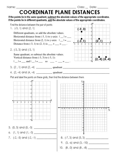 6th Lesson 7 Wksht 1 Pdf Cartesian Coordinate System Algebraic Geometry