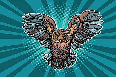 Beautiful Realistic Owl In Flight Vector Cute Wildlife Vector Vector
