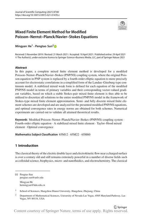 Mixed Finite Element Method For Modified Poissonnernstplancknavier
