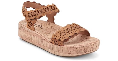 Earth Slatal Round Toe Platform Footbed Sandals In Brown Lyst