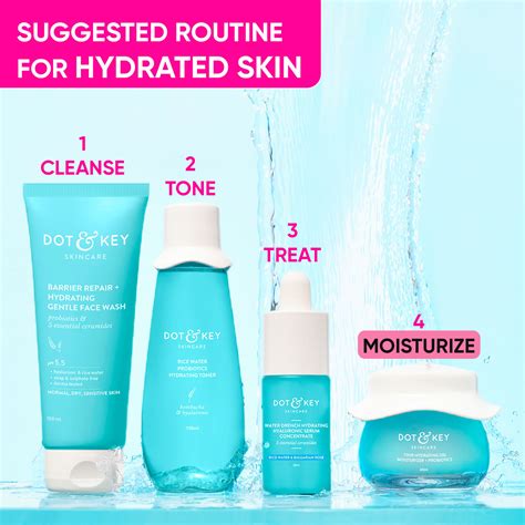 Dot And Key Hydrated Skin Care Routine Face Wash Toner Serum