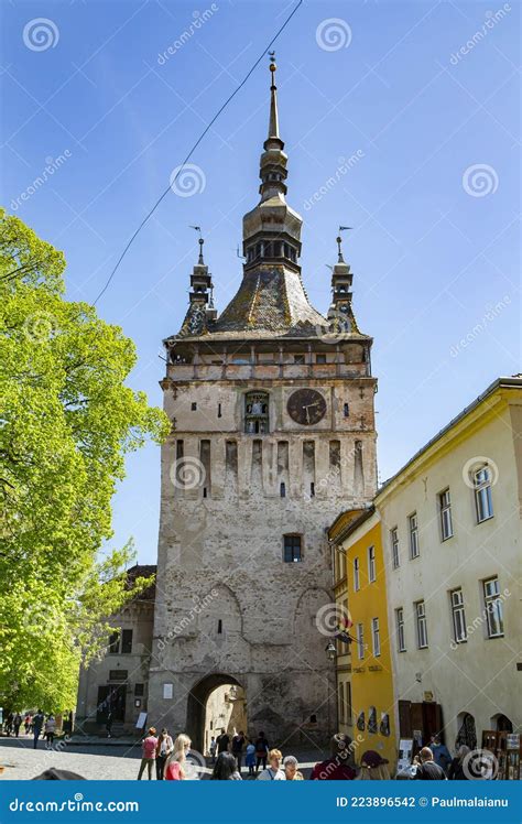 View Of The Clock Tower At Sighisoara Citadel Transylvania Editorial