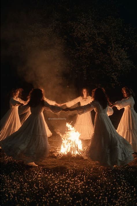 Coven Gathering Around Circle Of Fire 🔥🌙 Witches In The Forest Around
