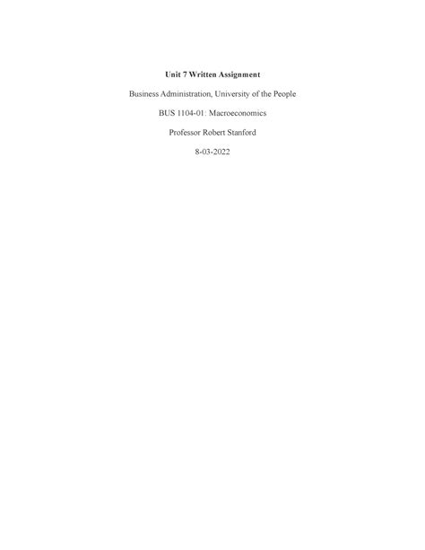 Unit 5 Written Assignment Unit 7 Written Assignment Business