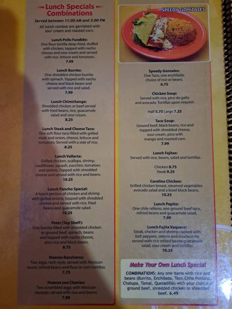 Menu At El Pacifico Restaurant Robbinsville