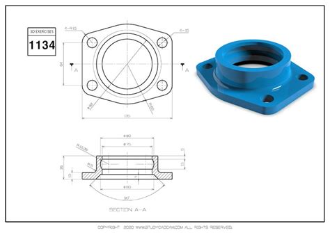 3d Cad Exercises 1134 Cad Drawing Autocad Tutorial Autocad