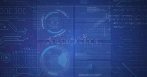 Image Of Interface With Round Scanner Microprocessor Connections And Data Processing Stock