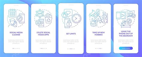 Overcoming Social Media Dependence Onboarding Mobile App Screen With Blue Gradient Vector Task