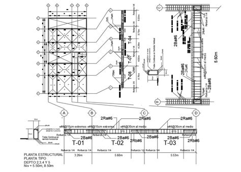 Column Installation Plan And Beam Structure Detail D View CAD Construction Block Autocad File