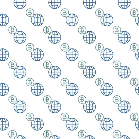Earth Globe With Bitcoin Global Cryptocurrency Outline Seamless Pattern