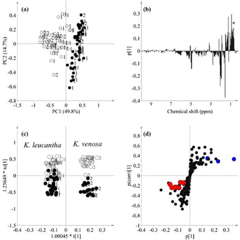 Score Plot Pc1 × Pc2 A And Pc1 Loading Plot B Of Principal