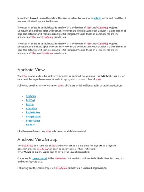 Android Fragments And Layouts Notes Pdf Android Operating System