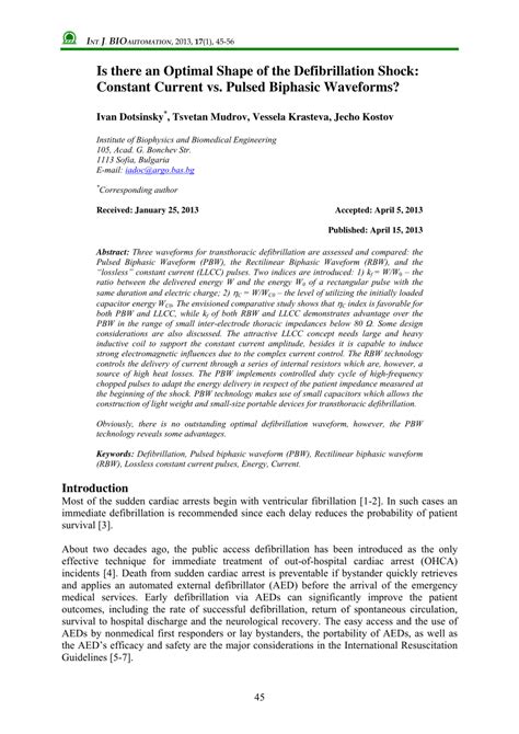 Pdf Is There An Optimal Shape Of The Defibrillation Shock Constant Current Vs Pulsed