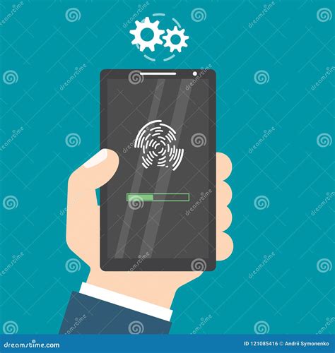 Fingerprint Button And Password Notification Vector On Mobile Phone Concept Of Security