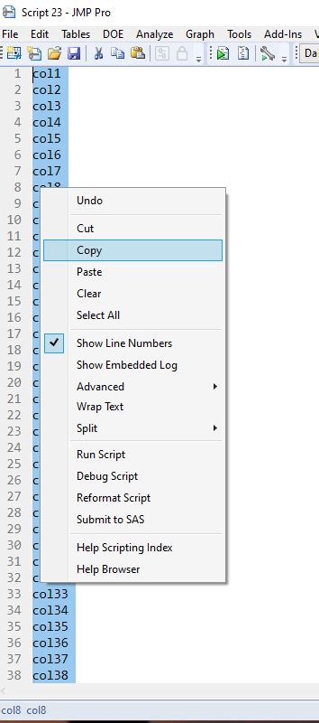 Solved Re Possible To Rename All Columns In A Table From A List Jmp User Community