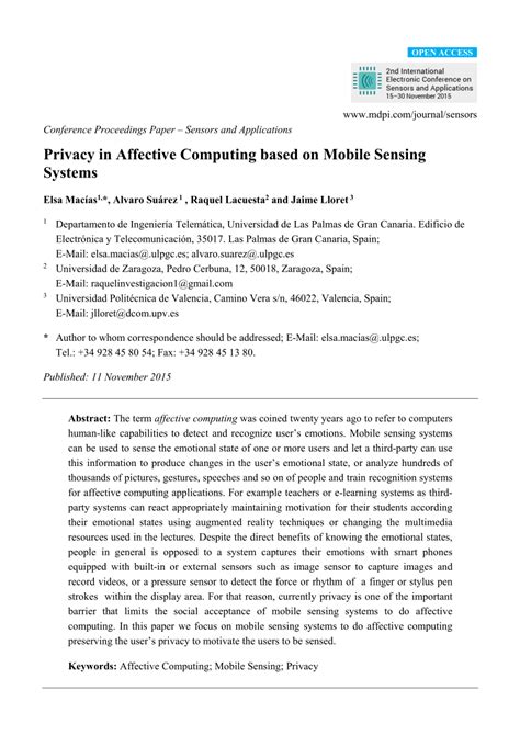 Pdf Privacy In Affective Computing Based On Mobile Sensing Systems