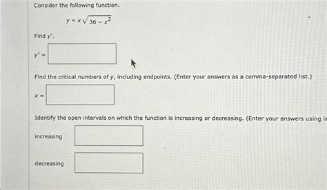 solved consider the following function y x36 x22find