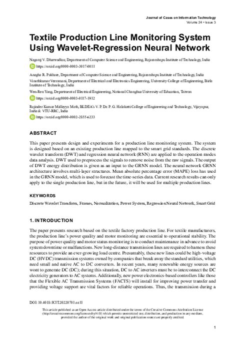 Pdf Textile Production Line Monitoring System Using Wavelet