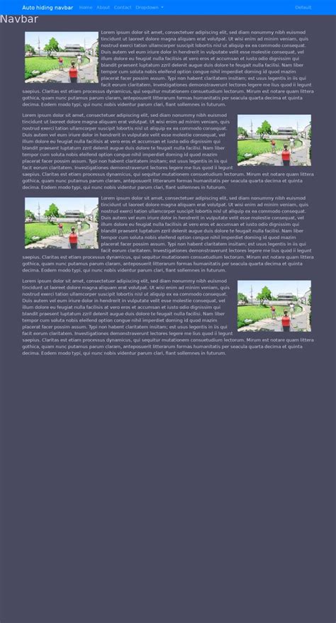 Bootstrap顶部浮动导航菜单页面滚动显示隐藏