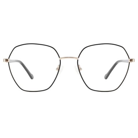 Designer Style Geometric Shape Acetate Demi Temple Glasses Luxury Metal