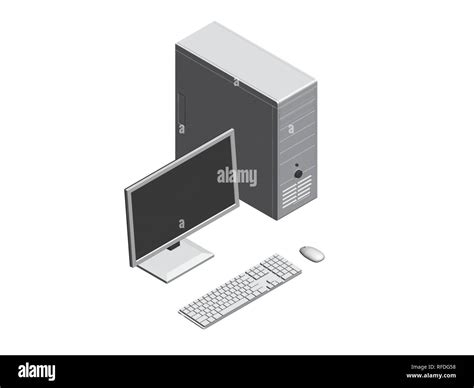 Vector Illustration Of A Computer Assembly Isometry System Unit