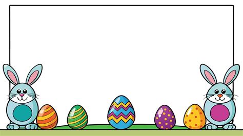 Colorful Easter Border Featuring Cheerful Bunnies And Decorated Eggs