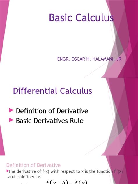 basic calculus week 2 pdf derivative function mathematics