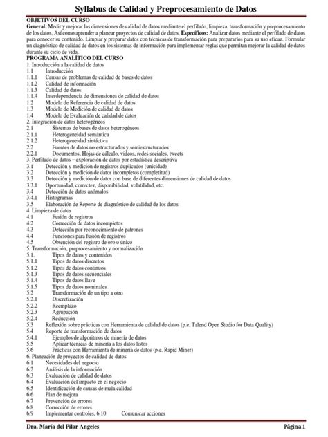Calidad Y Preprocesamiento De Datos Lic En Ciencia De Datos Unam