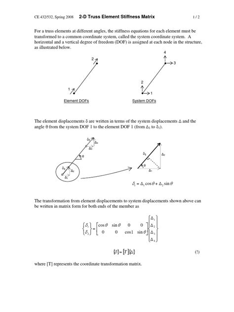 2 D Truss Element Stiffness Matrix Pdf Stiffness Trigonometric
